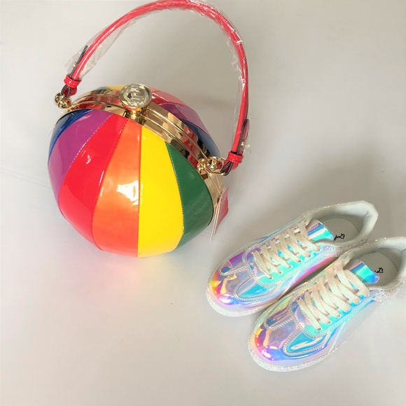 Bags | Beach Ball Shape Rainbow Satchel Cross Body Bag | Poshmark